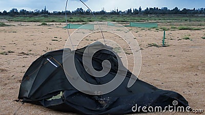 Broken tent at the beach stock video. Video of tent - 101334449