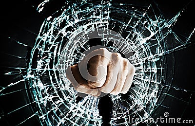 Broken Window Fist Stock Images - Image: 34886484