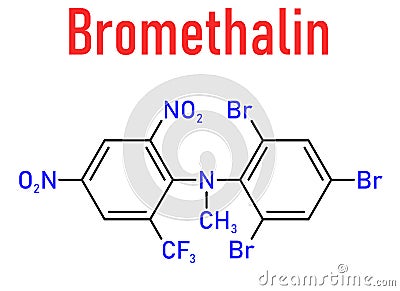 Bromethalin Rodenticide Molecule. Rat Poison. Skeletal Formula. Cartoon ...