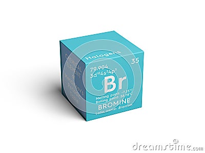 Bromine. Bromum. Halogens. Chemical Element Of Mendeleev\'s Periodic ...