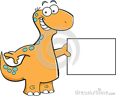 Brontosaurus With A Sign Cartoon Vector | CartoonDealer.com #25750277