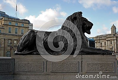 Bronze Lion In Trafalgar Square Editorial Image | CartoonDealer.com ...