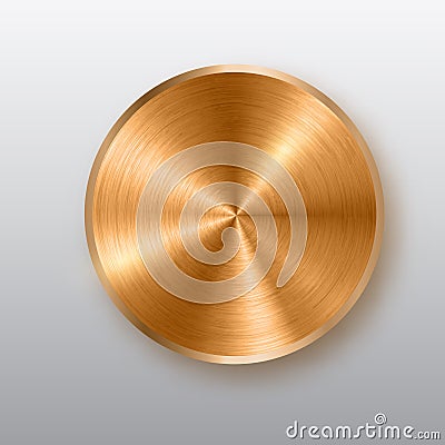 Bronze Metal Button With Texture, Realistic Shadow And Light Background ...