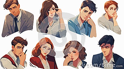 Brooding People Scratch Their Heads Remember Ideas Cartoon Vector ...