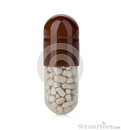 Brown Capsule, Pill Close-up On A White Background. Royalty-Free Stock ...