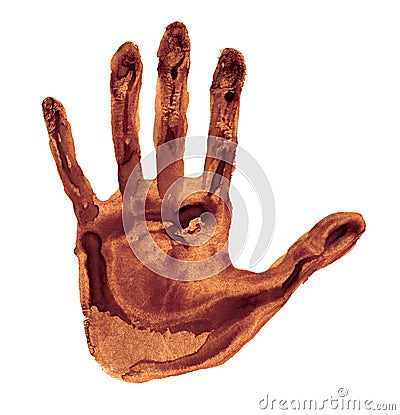 Brown Handprint Isolated Stock Image - Image: 24100061