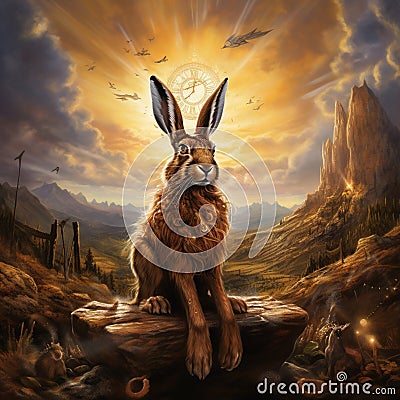 Brown Hare, Lepus Europaeus Made With Generative AI Illustration ...