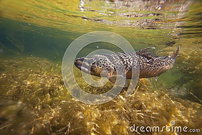 Brown Trout Underwater In Stream Royalty Free Stock Photos - Image ...