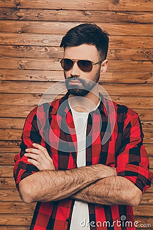 Brutal Strict Man In Glasses With Crossed Hands Royalty-Free Stock ...