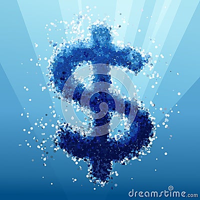 Bubble Dollar Sign On A Blue Background Vector Illustration ...