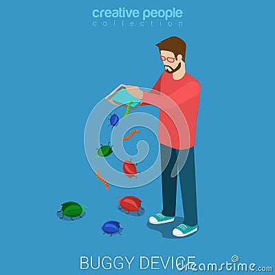 Buggy Device Debugging Flat Vector Technology Infographics ...
