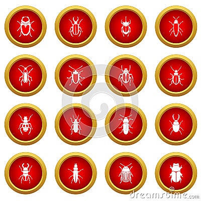 Bugs Icon Red Circle Set Cartoon Vector | CartoonDealer.com #92410157
