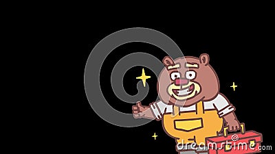 Builder Beaver Appears on Screen Holding Tool Case and Shows Thumbs Up ...