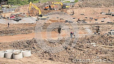 The Builders Work on Construction Site in Summer Stock Footage - Video ...