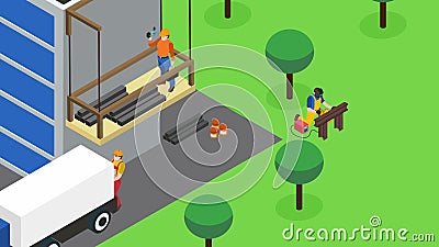 Builders Work at Construction Site Video Animation Footage Stock Video ...