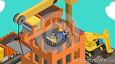 Builders Work at Construction Site Video Animation Footage Stock Video ...