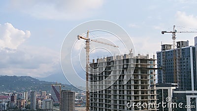 Building Construction. Timelapse. Tower Crane on a Construction Site ...