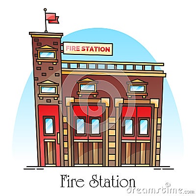 Building For Fireman, Fire Station Facade Cartoon Vector ...