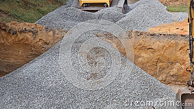 Building Foundation Work at the Construction Site Stone Backfill ...