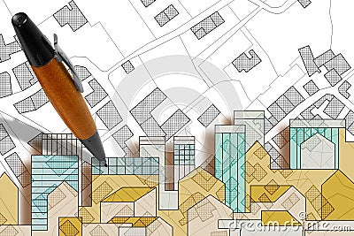 BUILDING PERMIT CONCEPT With Imaginary Cadastral Map And General Urban ...