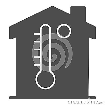 Building And Thermometer Solid Icon, Smart Home Symbol, Home ...
