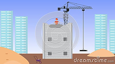 Building Workers Construct Buildings with Brick Blocks and Cement 4K ...