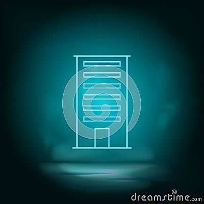 Bulding, Neon Blue. Blue Neon, Building Icon. Vector Background Stock ...