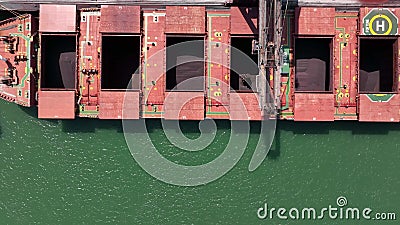 Bulk Carrier Container Ship at Port Aerial View Stock Video - Video of ...