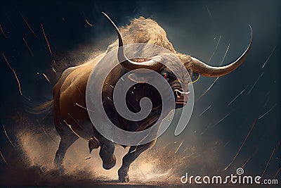 Bull, Charging Forward With Its Horns Lowered In Attack Royalty-Free ...