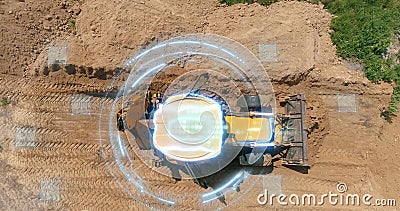 Bulldozer with HUD Elements at a Construction Site. Modern Bulldozer ...