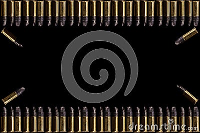 Bullets And Shell Bullets On White Background. A Group Of 9mm Bullets ...