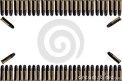 Bullets And Shell Bullets On White Background. A Group Of 9mm Bullets ...