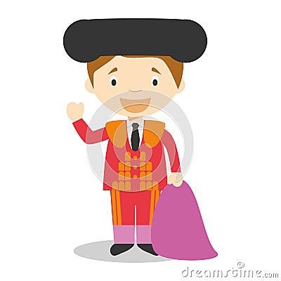 Bullfighter Character Dressed On Red And Gold. Vector Illustration ...