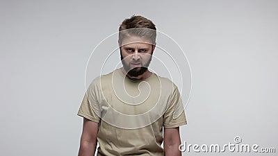 Bully Angry Bearded Guy Looking at Camera Mad Aggressive, Feeling Crazy ...
