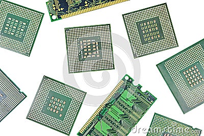 Bunch Of CPU, Central Processor Units And RAM, Random-access Memory ...