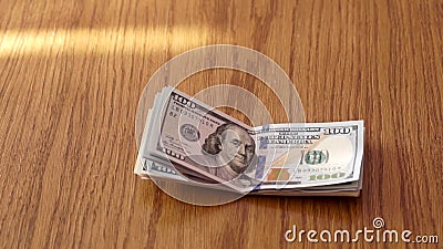 Bundle of American USD Money is on Table Stock Video - Video of bill ...