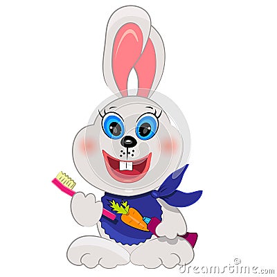 Bunny Brushing Teeth Illustration | CartoonDealer.com #24395180