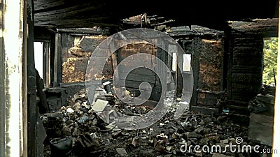 Burned House Interior after Fire, Ruined Building Room Inside, Disaster ...