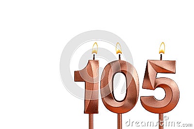 Burning Candle Number 105 For Birthday On White Background Royalty-Free ...