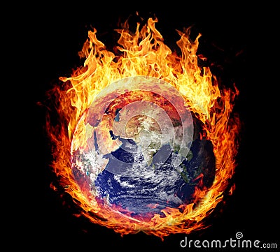 Burning Globe Earth (east Hemisphere) Royalty Free Stock Images - Image ...
