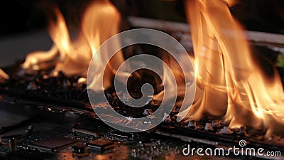 Burning Laptop Computer Electronics Closeup Stock Video - Video of melt ...