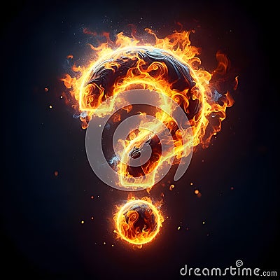 Burning Question Mark Fire Flame On Dark Black Background Royalty-Free ...
