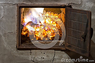 Burning Wood Coals In A Furnace Royalty Free Stock Images - Image: 21737489