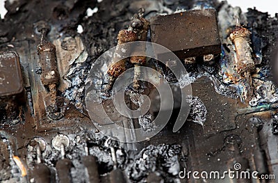 Burnt Electronic Circuit Board Stock Photo - Image of damage, destroyed ...