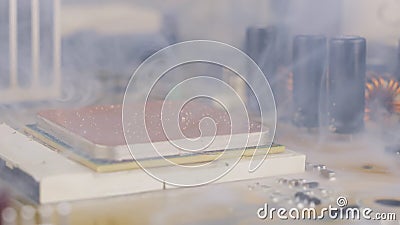 Burnt CPU on the Motherboard. Burnt Smoking Microprocessor Stock Video ...