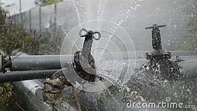 Burst Pipe. Pipeline Accident. Industrial Disaster. Flow of Boiling ...