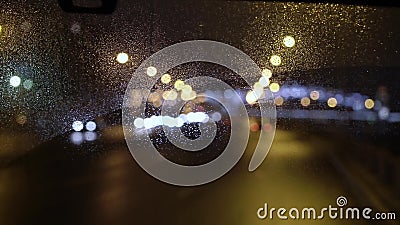 Bus driving at rainy night stock video. Video of male - 109412169