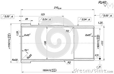 Bushing Sketch. Engineering Drawing Stock Vector - Image: 53267035