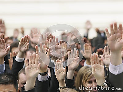 Business Crowd Raising Hands Royalty Free Stock Photo - Image: 31840925
