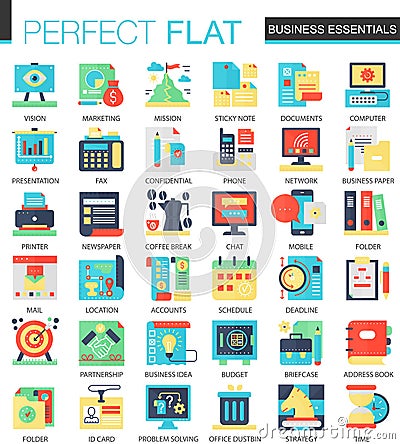 Business Essential Vector Complex Flat Icon Concept Symbols For Web ...